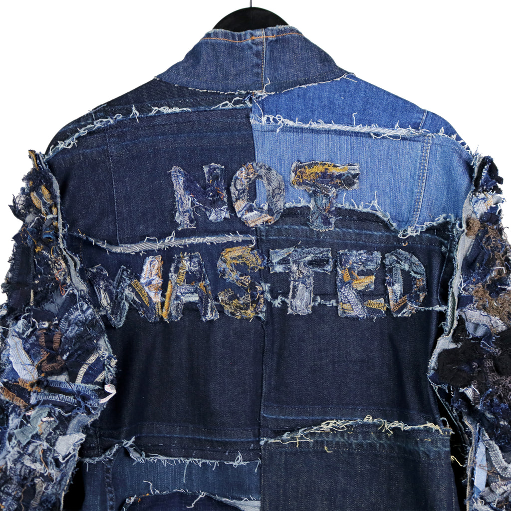 Garbage Bin - Upcycled denim bomber jacket with zero waste sleeves ...